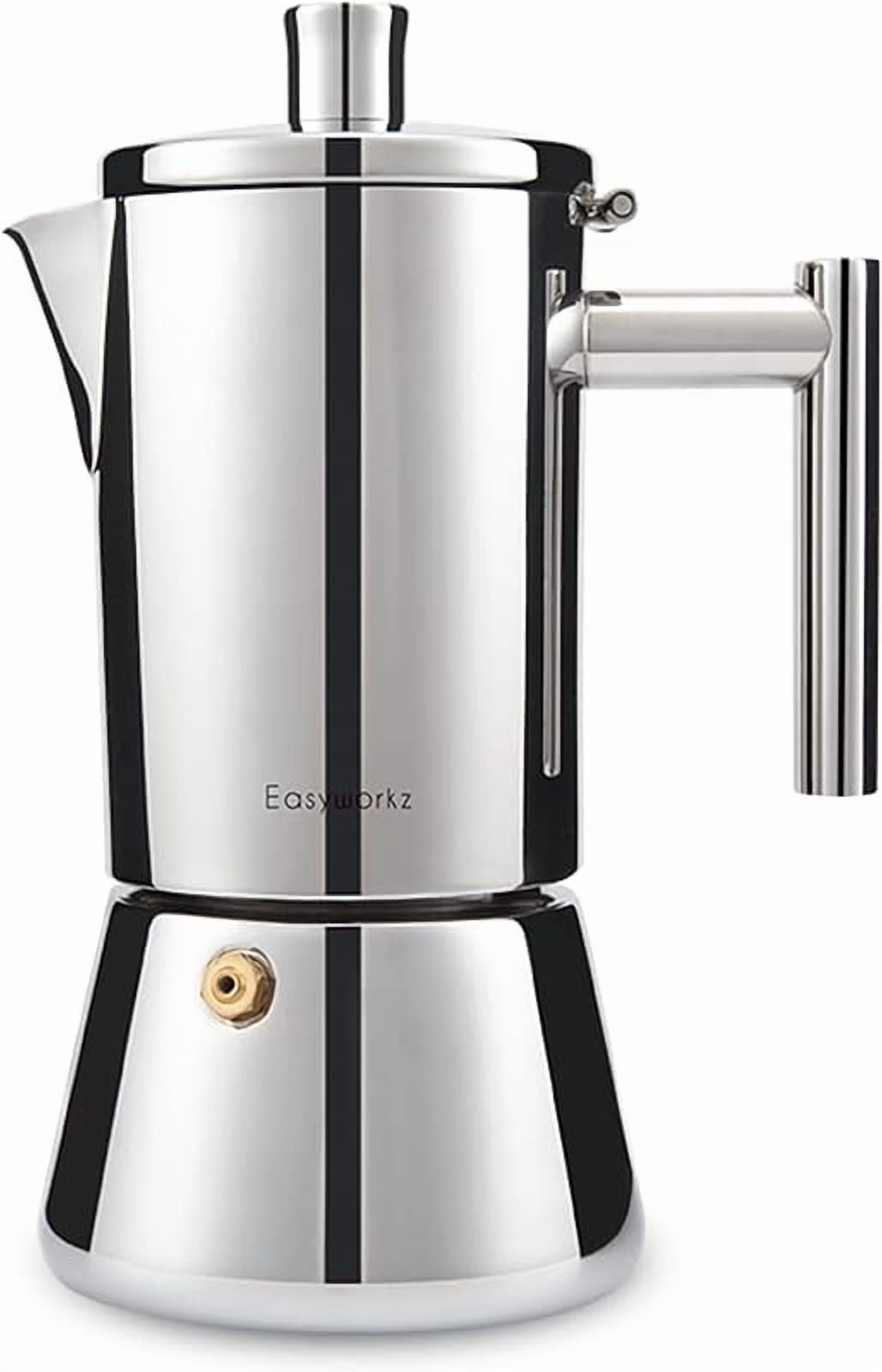 Easyworkz Diego Stovetop Espresso machine, premium 18/8 stainless steel ...