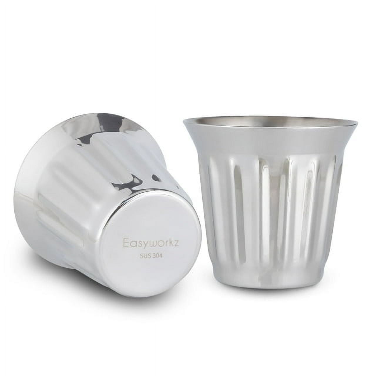 Easyworkz Stainless Steel Double-Wall Espresso Cups 5 oz Set of 2 ...