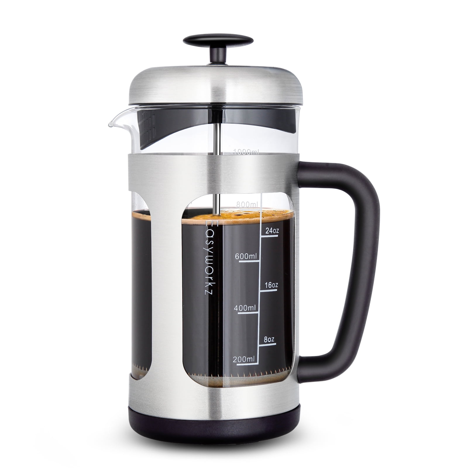 Easyworkz Stainless Steel French Press 34 oz, Borosilicate Glass, Coffee Tea Maker - Walmart.com