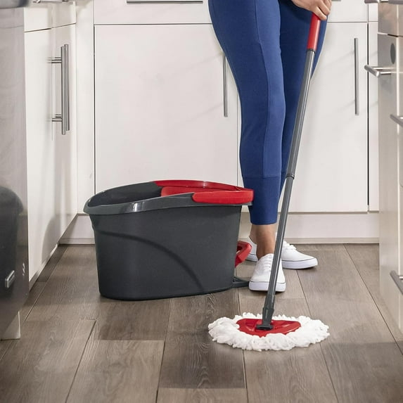 Easywring Microfiber Spin Mop & Bucket Floor Cleaning System with 3 ...