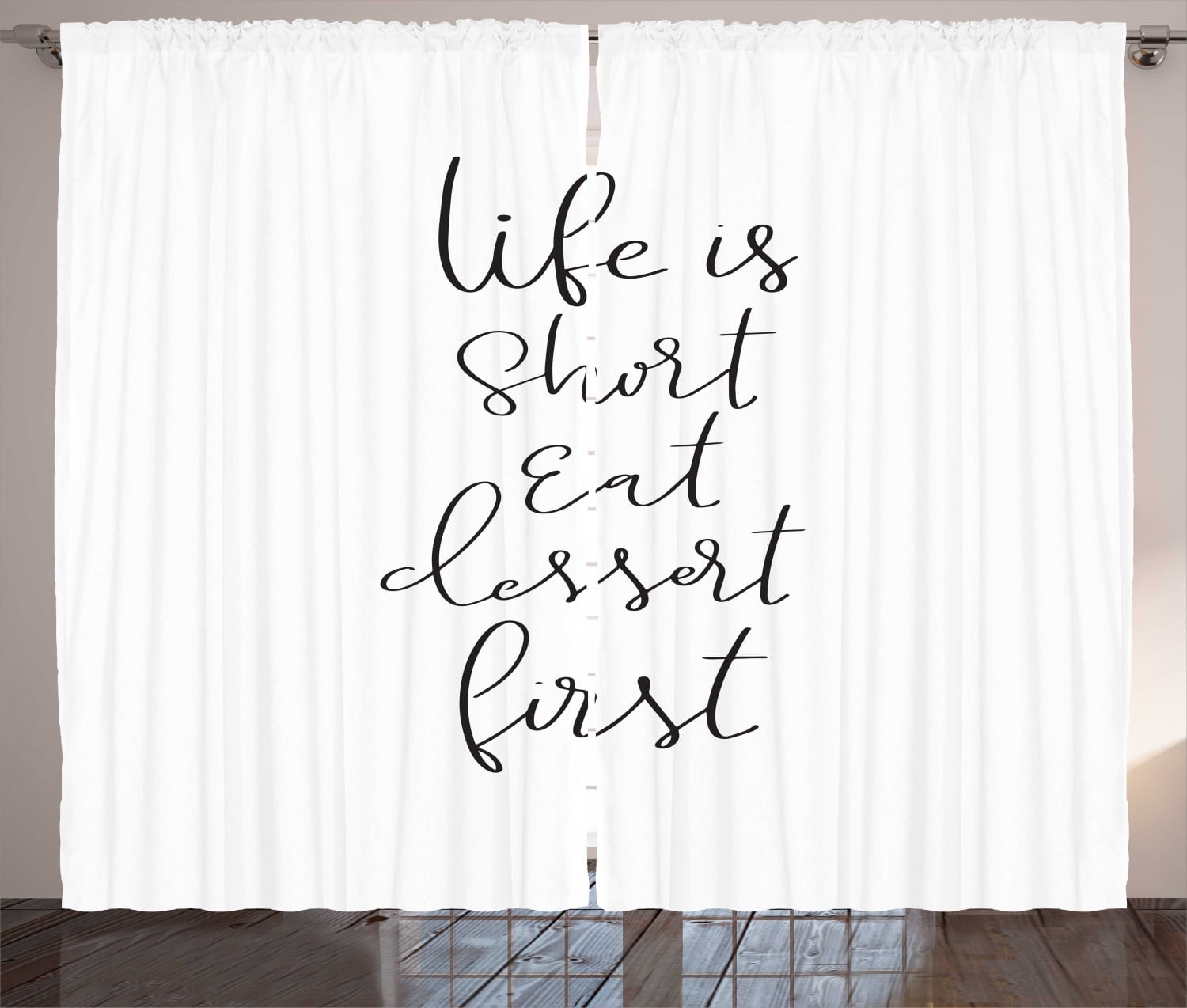 Ambesonne Text Curtains 2 Panel Set, Cursive Ink Lettering Dessert, 108 ...