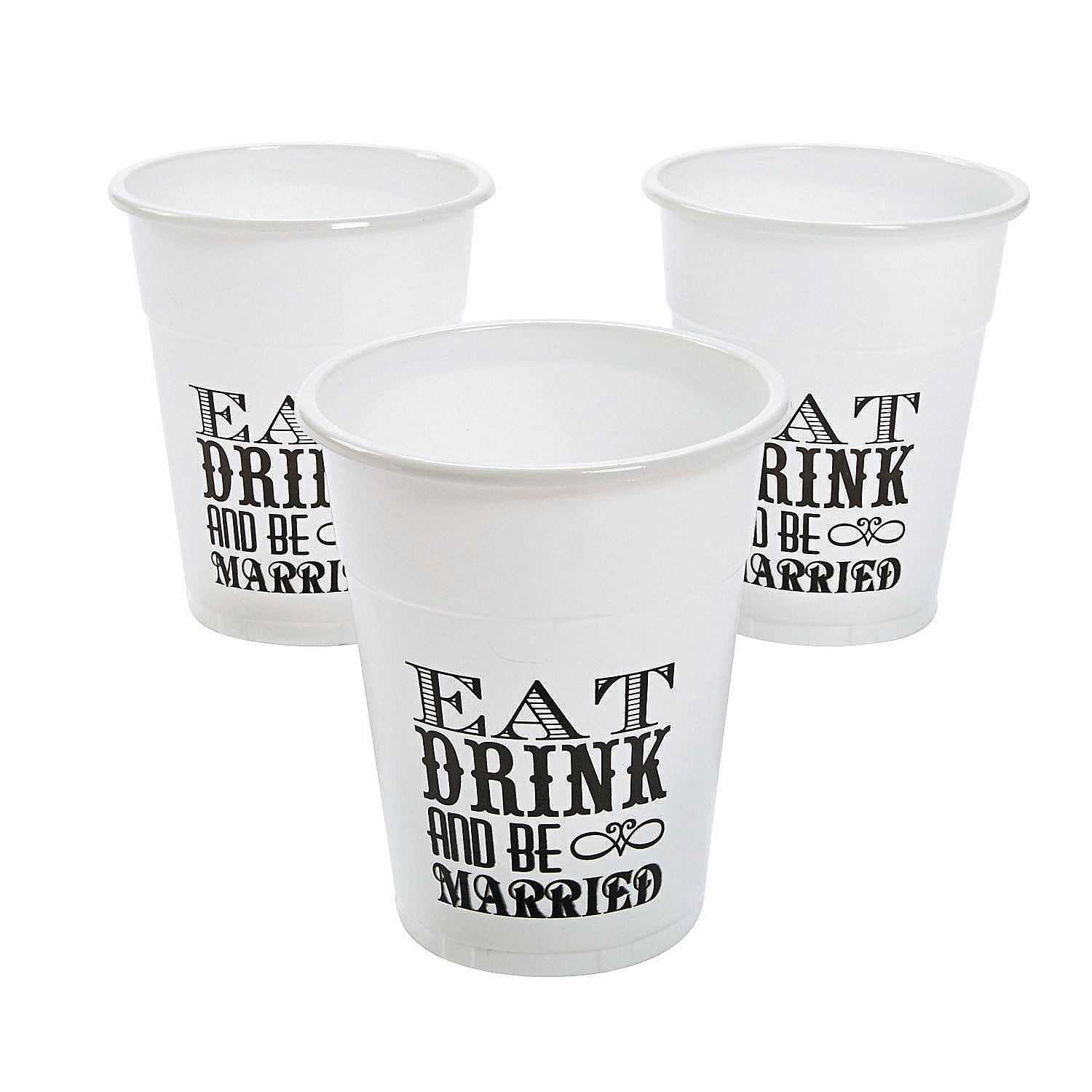 Eat, Drink & Be Married Plastic Cups, Party Supplies, Wedding, 150 ...