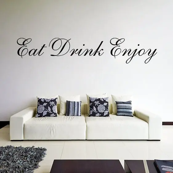 Eat Drink Enjoy Quote Wall Vinyl Sticker - Kitchen Love Tag And Text ...