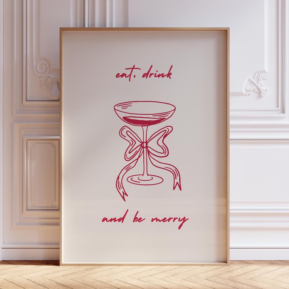 Eat, Drink, And Be Merry Print, Noel Wall Art, Festive Wall Decor ...