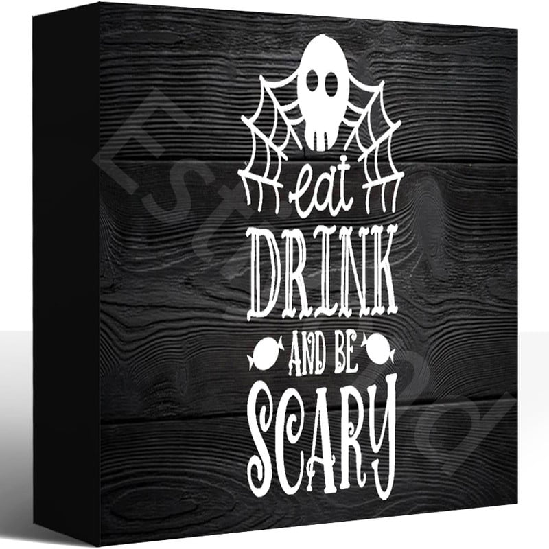 Eat Drink And Be Scary Halloween Wooden Box Sign Decorative ...