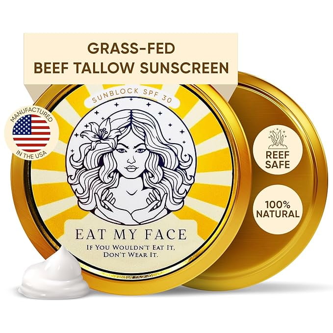 Eat My Face Beef Tallow Sunscreen SPF 30 Made in USA, Tallow Sunscreen ...
