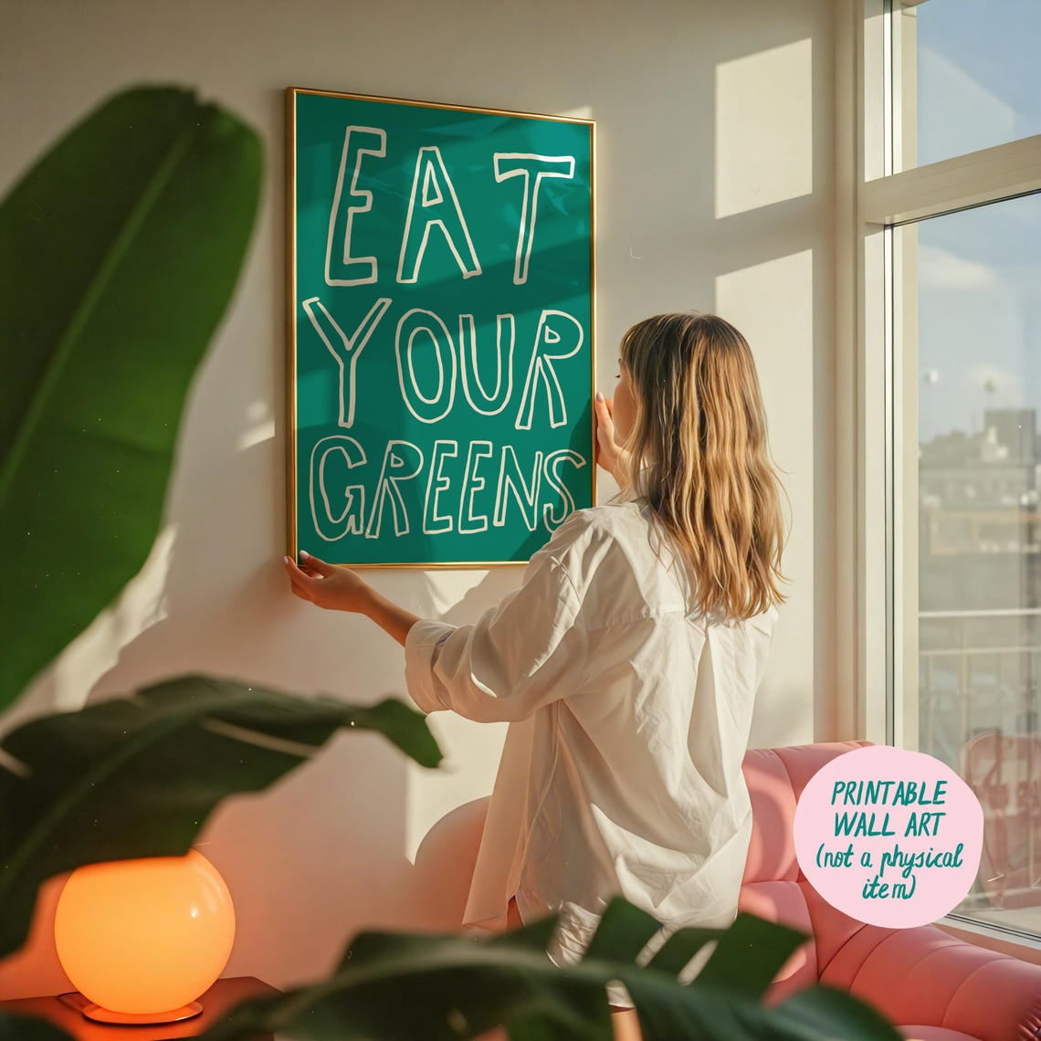 Eat Your Greens Art Print, Modern Aesthetic Decor, Kitchen Wall Art ...