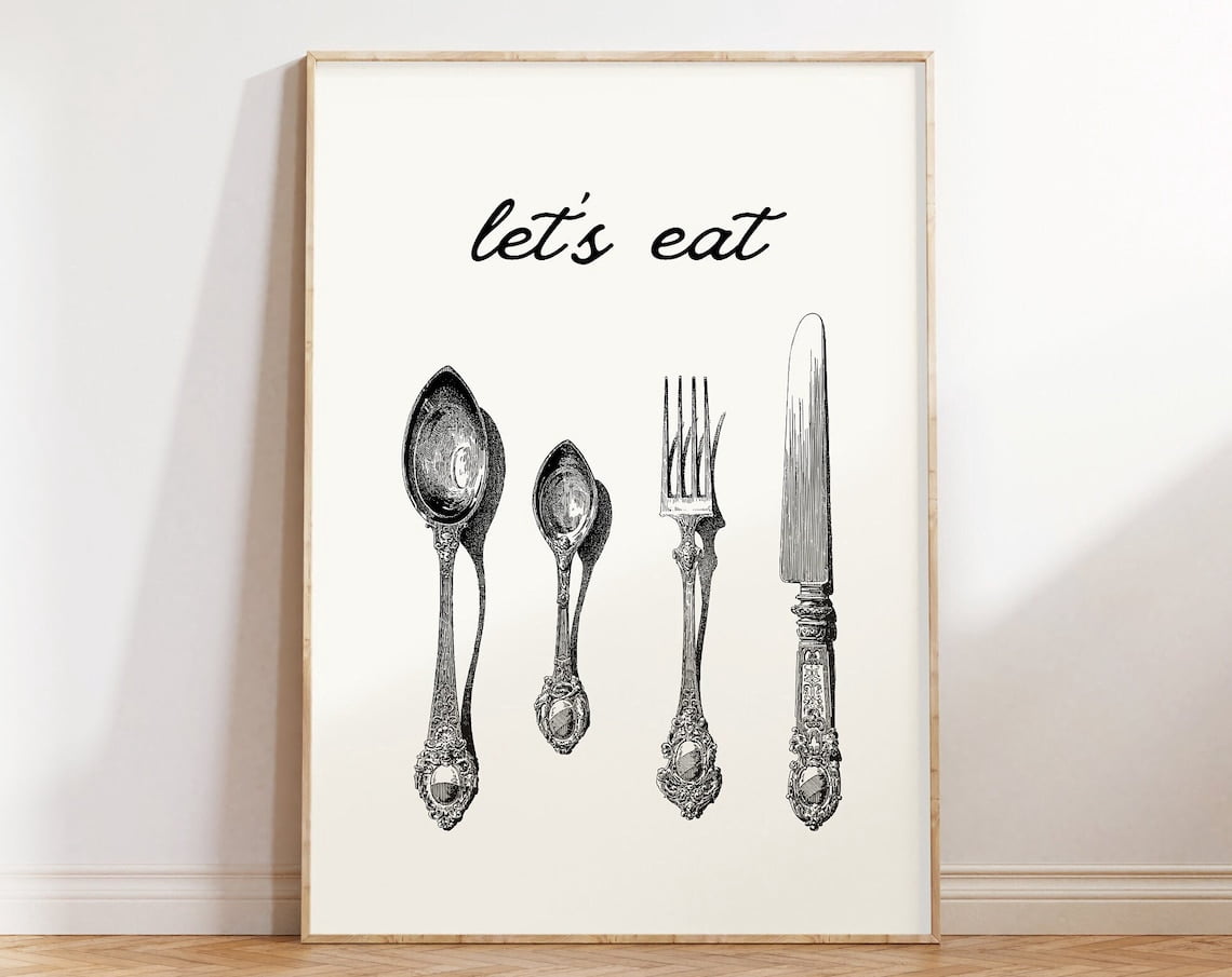 Let'S Eat Kitchen Art Print, Trendy Vintage Kitchen Wall Art, Vintage ...