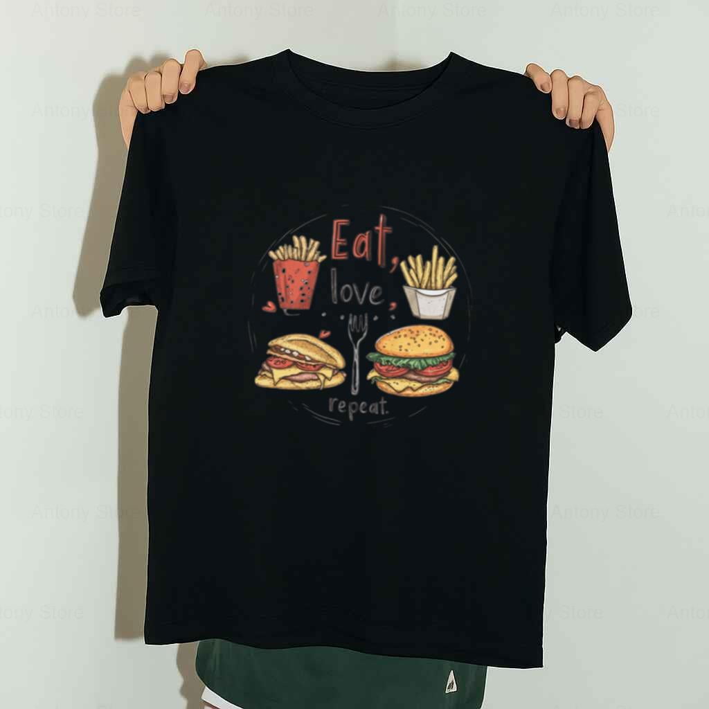 Eat Love Repeat Food Quote Life Motto Humor Graphic Unisex T-Shirt up ...