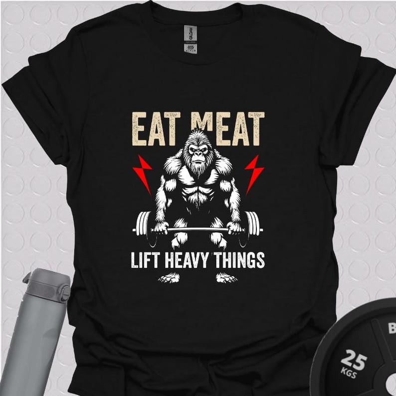 Eat Meat Lift Heavy Things | Funny Gym T-Shirt | Fitness Tee | Unisex ...