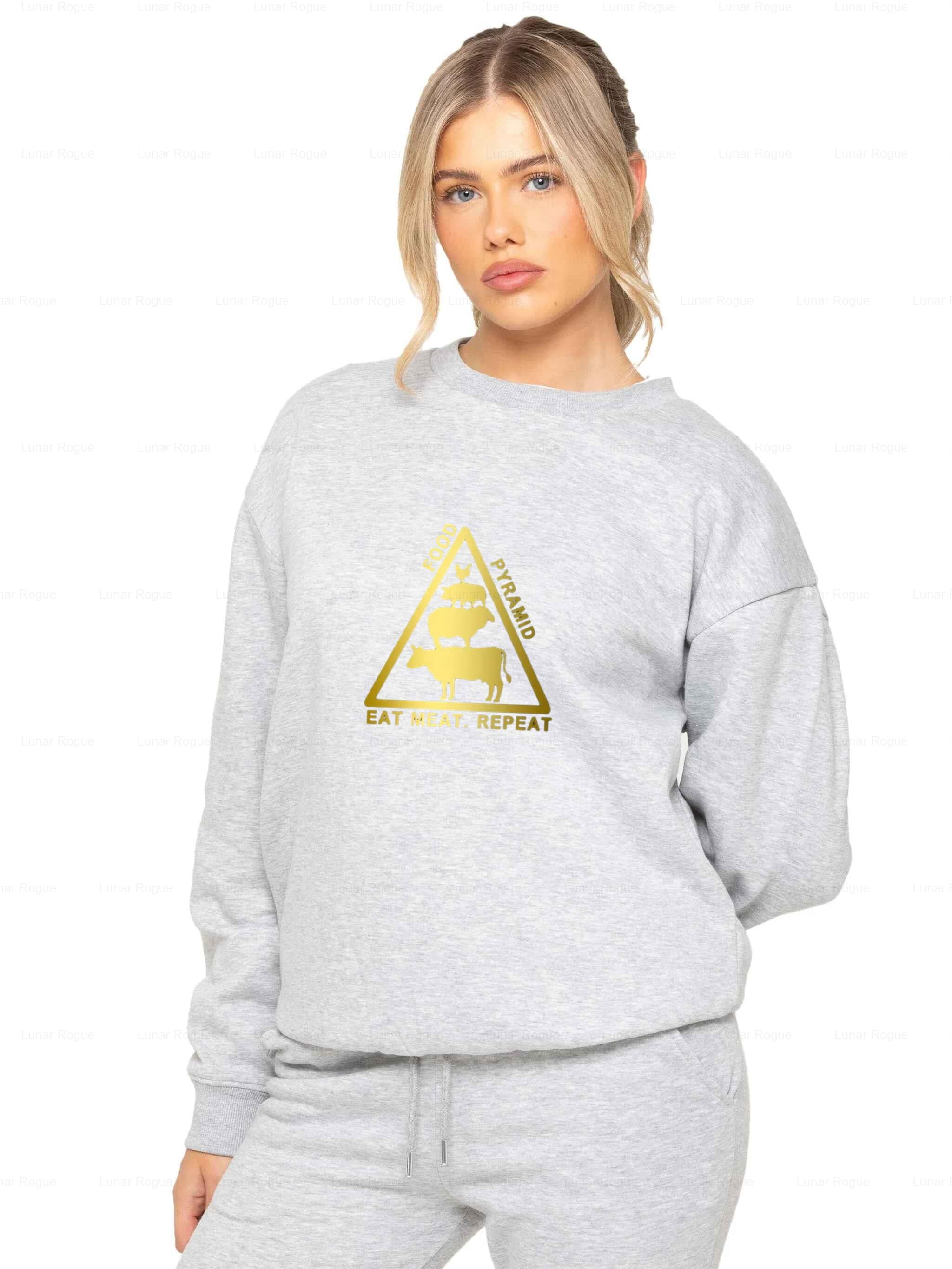 Eat Meat Repeat Funny Food Pyramid Meme Carnivore Joke Sweatshirt up to 5XL - Walmart.com