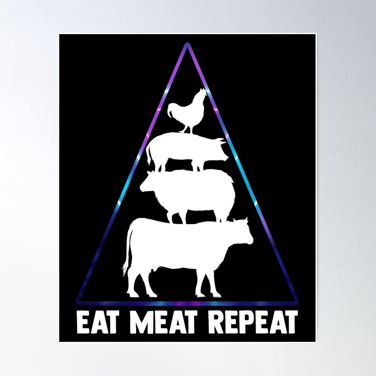Eat Meat Repeat Meat Grill Master Food Pyramid Servings Poster Wall Art, Modern Wall Decor For ...