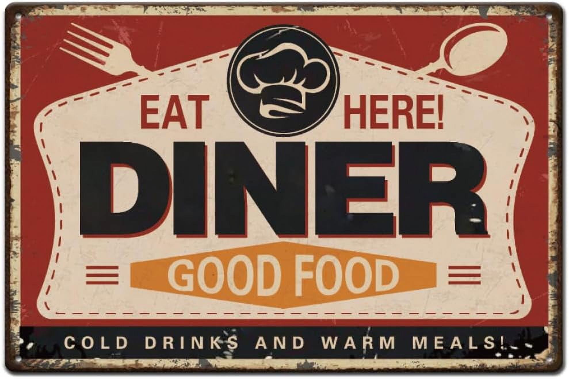 Eat Here Metal Tin Sign Funny Dining Reminders Signs Retro Metal Poster ...
