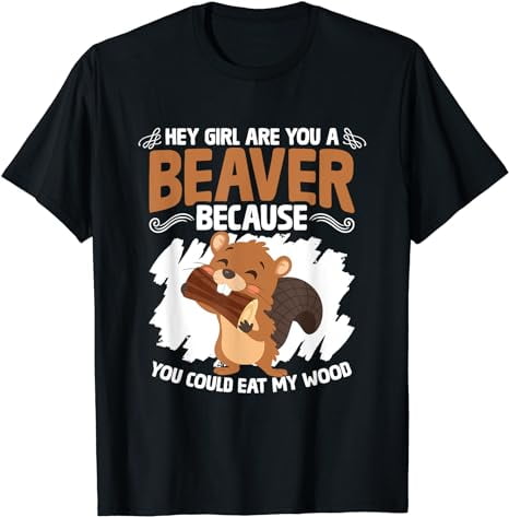 Eat My Wood Funny Beaver Lover Pun Humor Animal Beaver T-Shirt ...
