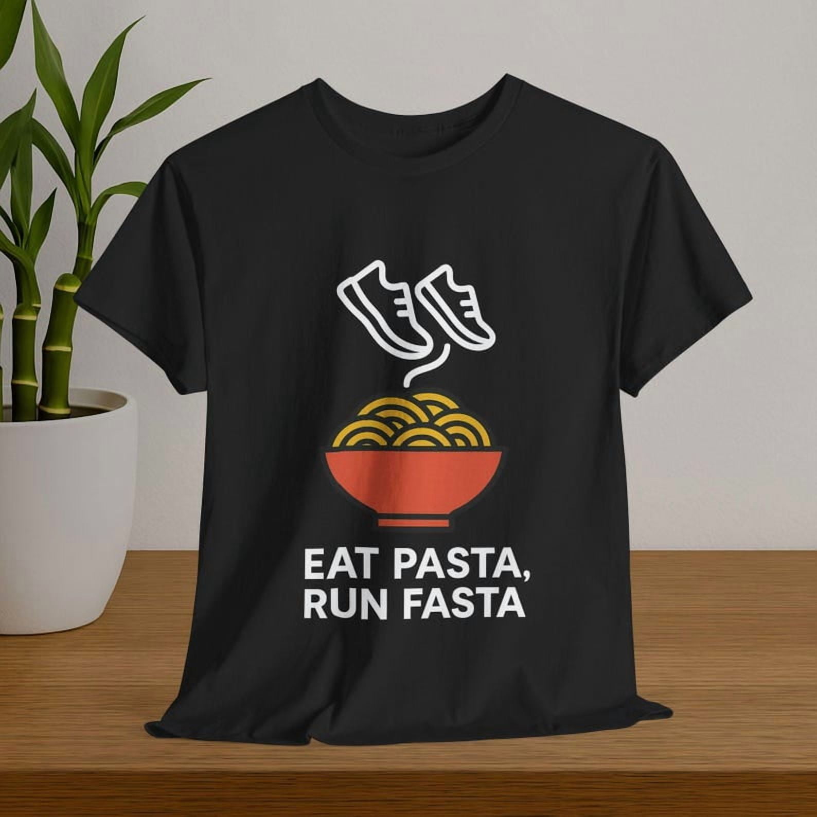 Eat Pasta Run Fasta Shirt, Funny Runner T-Shirt, Pasta Bowl Running Tee, Carbo Load Humor Gift ...
