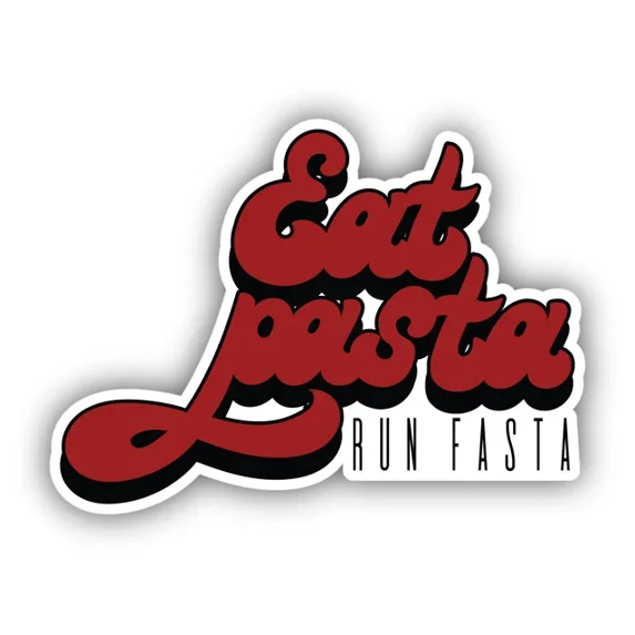 Eat Pasta Run Fasta Sticker Phone Decal Water Bottle Stickers Car ...