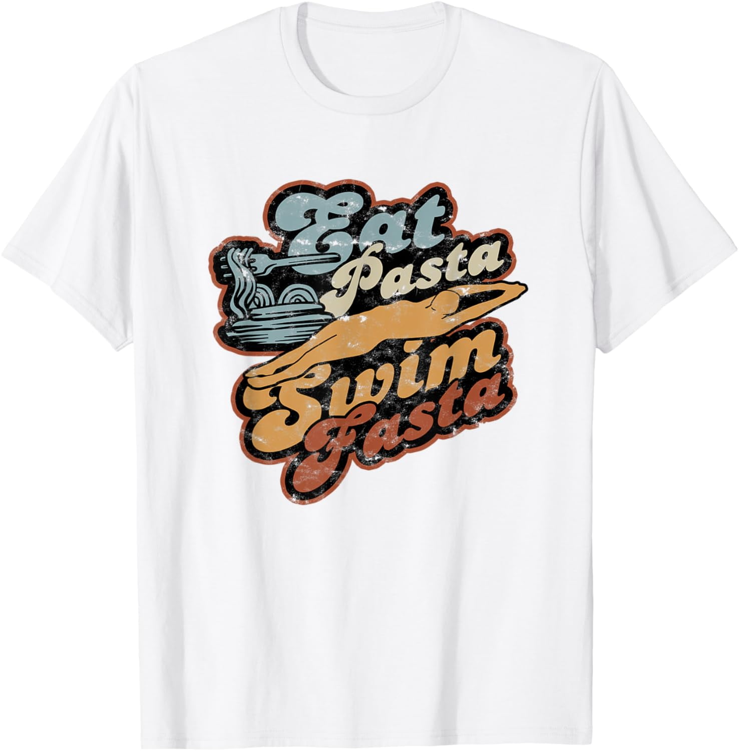 Eat Pasta Swim Fasta Swimmer - Vintage Swimming T-Shirt - Walmart.com