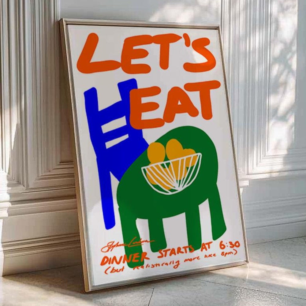 Let'S Eat Poster, Mid Century Modern Art, Trendy Kitchen Prints ...