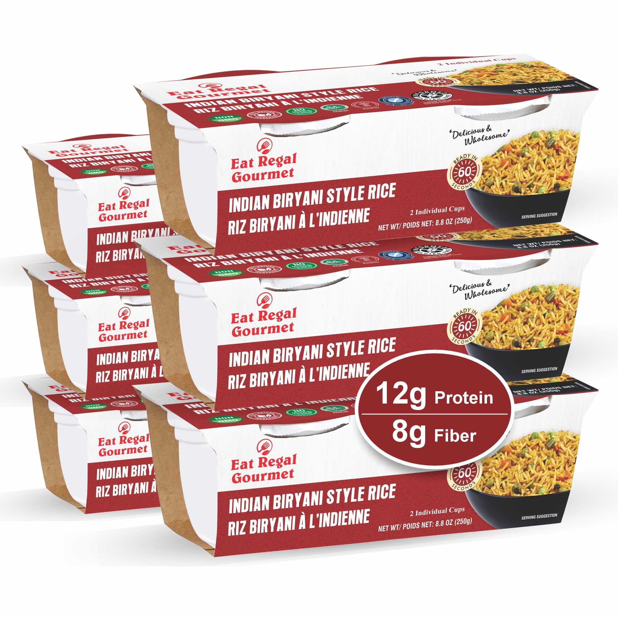Eat Regal Gourmet Indian Biryani Style Rice, Ready-to-Heat Cups, 8.8 oz ...