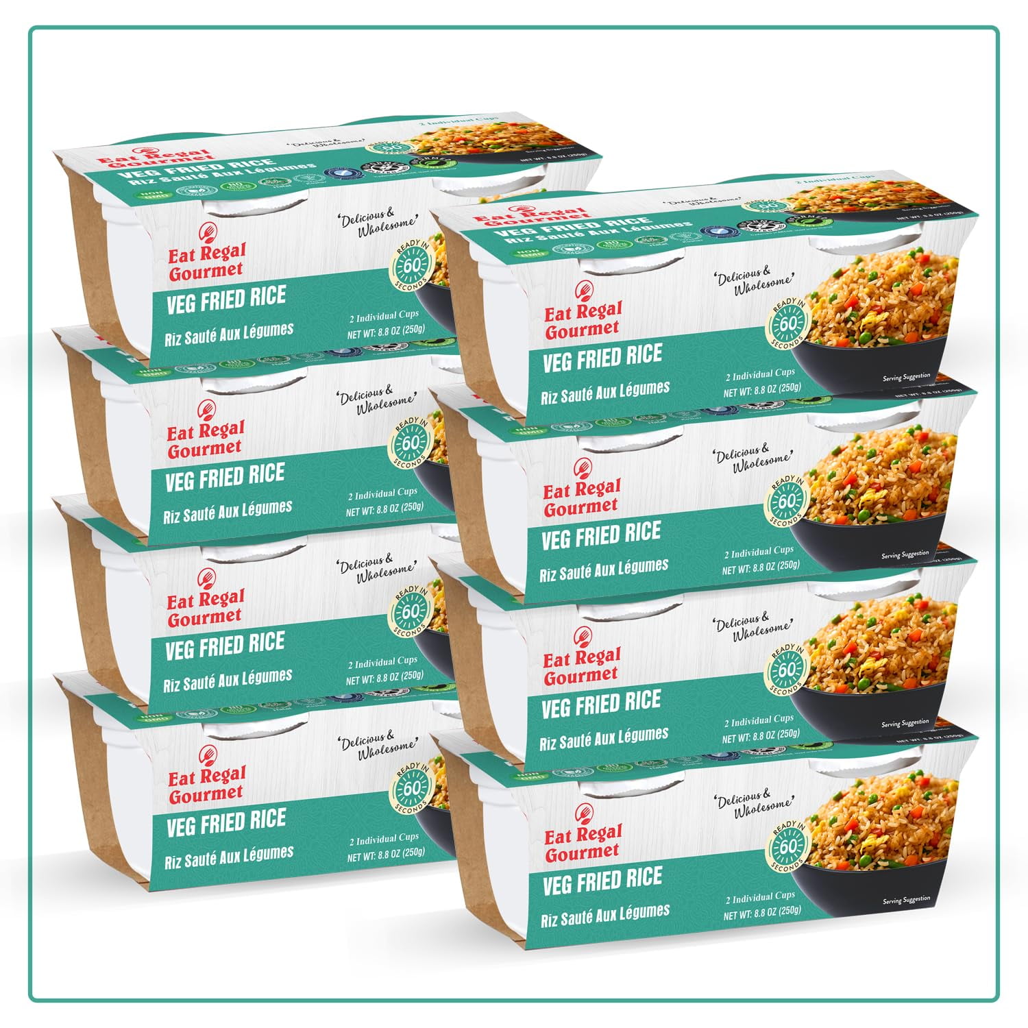 Eat Regal Ready to Eat Microwavable Veg Fried Rice Cups 4.4 Ounce, 2 ...