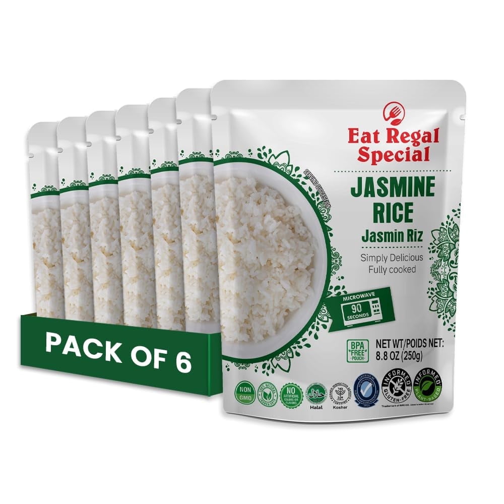 Eat Regal Thai Jasmine Rice Pack of 6, 8.8 Ounce, Ready to Eat in 90 ...