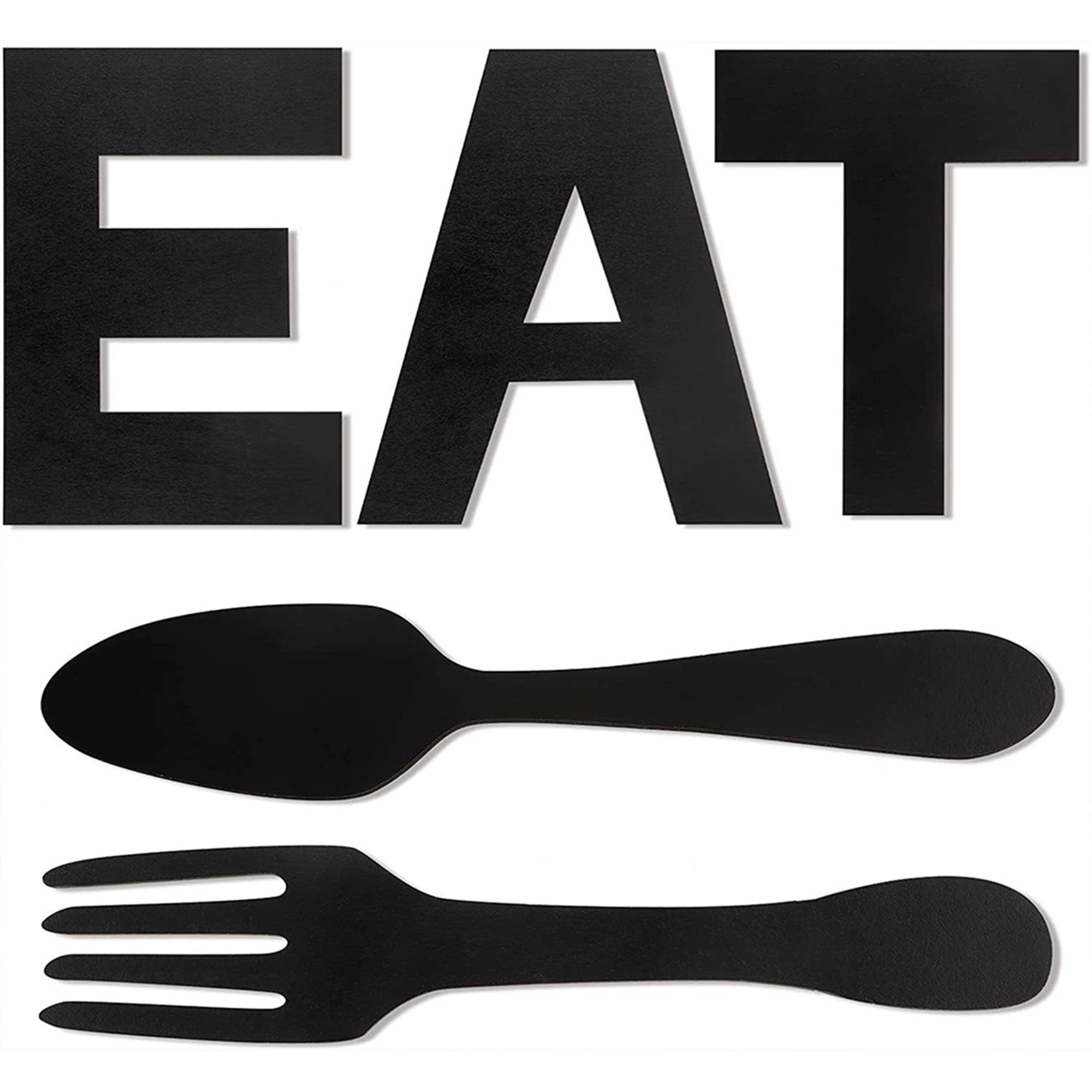 Eat Sign for Kitchen Fork and Spoon Wall Decor, Rustic Wood Eat ...