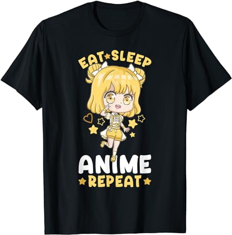 Eat Sleep Anime Repeat I Chibi Kawaii Cosplay T-Shirt - Walmart.com