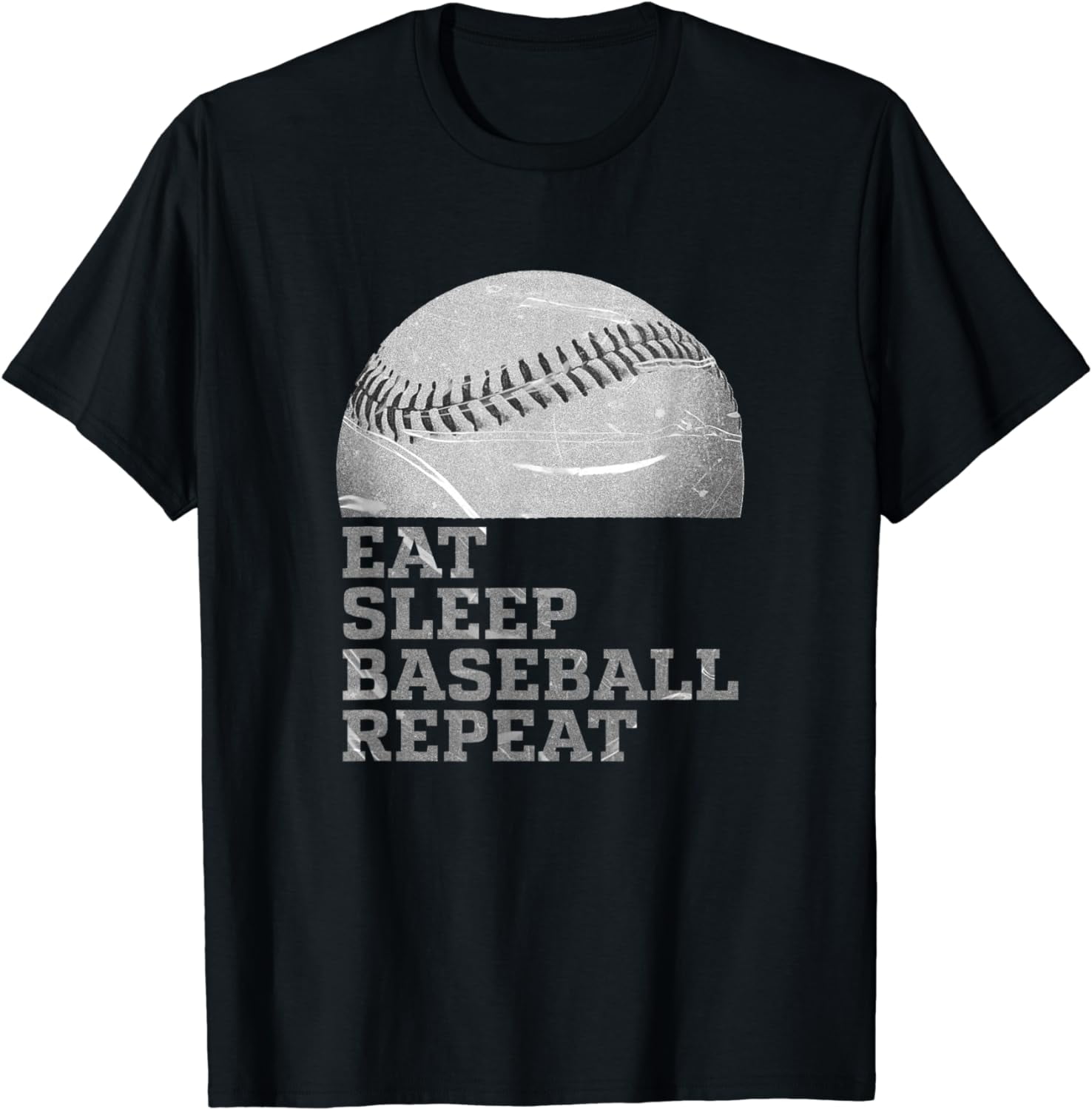 Eat Sleep Baseball Repeat Baseball Player Funny Baseball Cotton T-Shirt ...