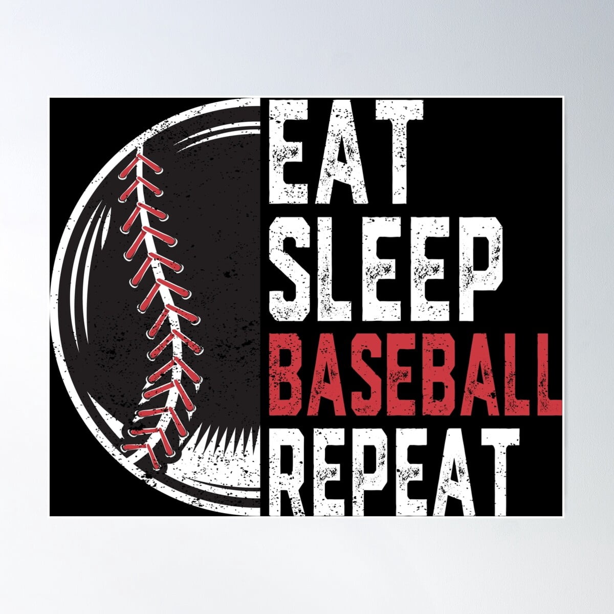 Eat Sleep Baseball Repeat Baseball Player Funny Baseball Poster Wall ...