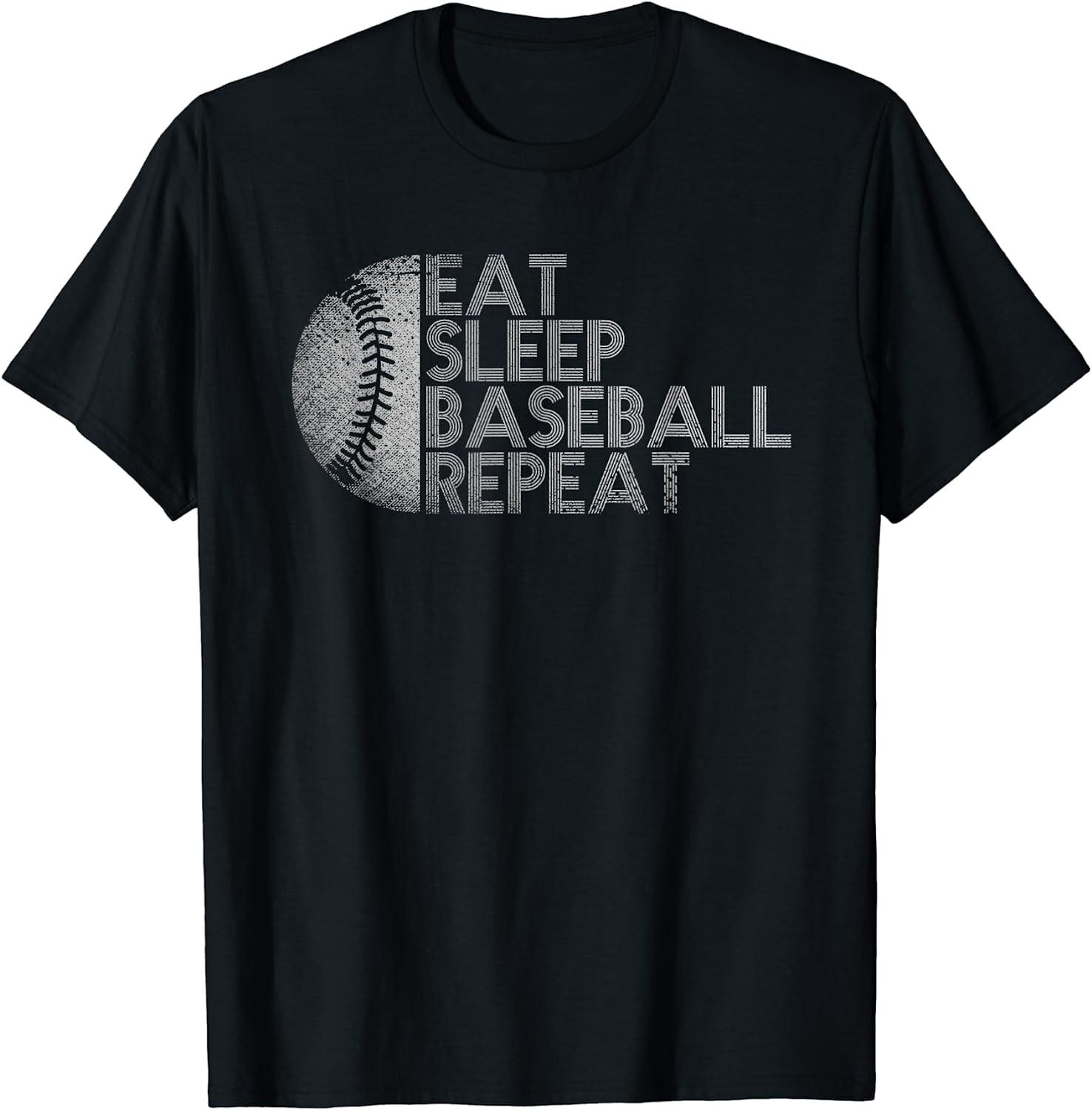 Eat Sleep Baseball Repeat Baseball Player Funny Baseball T-Shirt Black ...