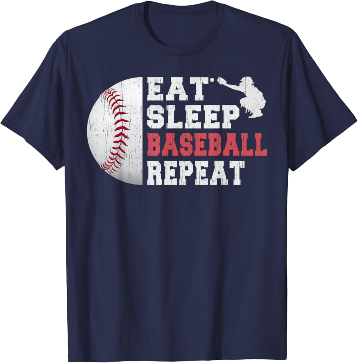 Eat Sleep Baseball Repeat Funny Baseball Catcher Youth Unisex Men Women ...