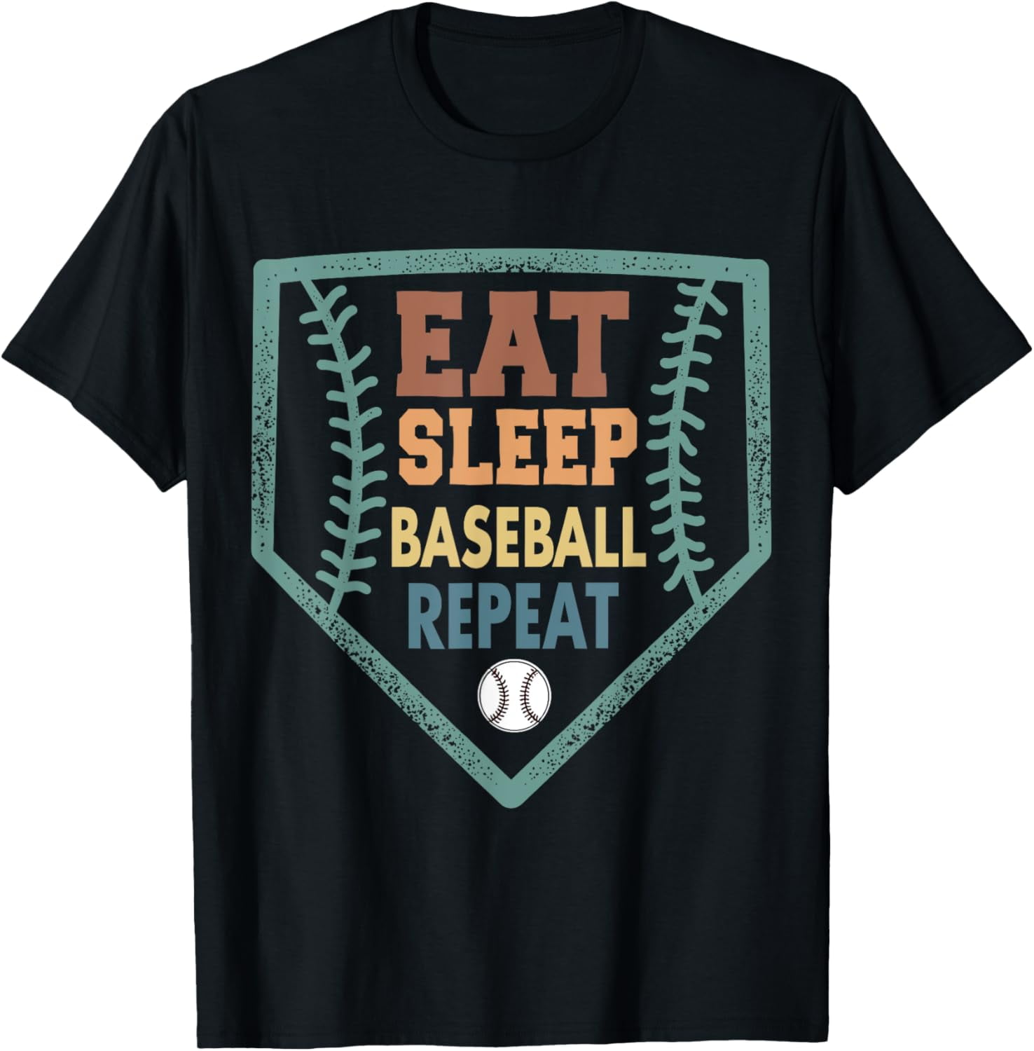 Eat Sleep Baseball Repeat Home Plate Funny Baseball Player T-Shirt ...