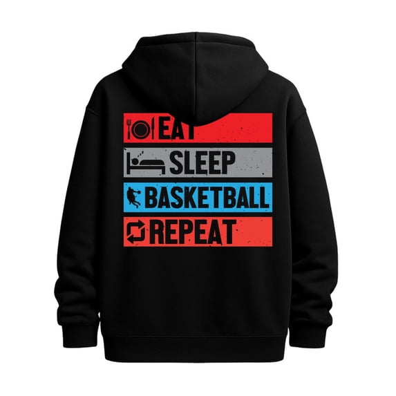 Eat Sleep Basketball Repeat graphic hoodies mens hoodies black Warm and ...