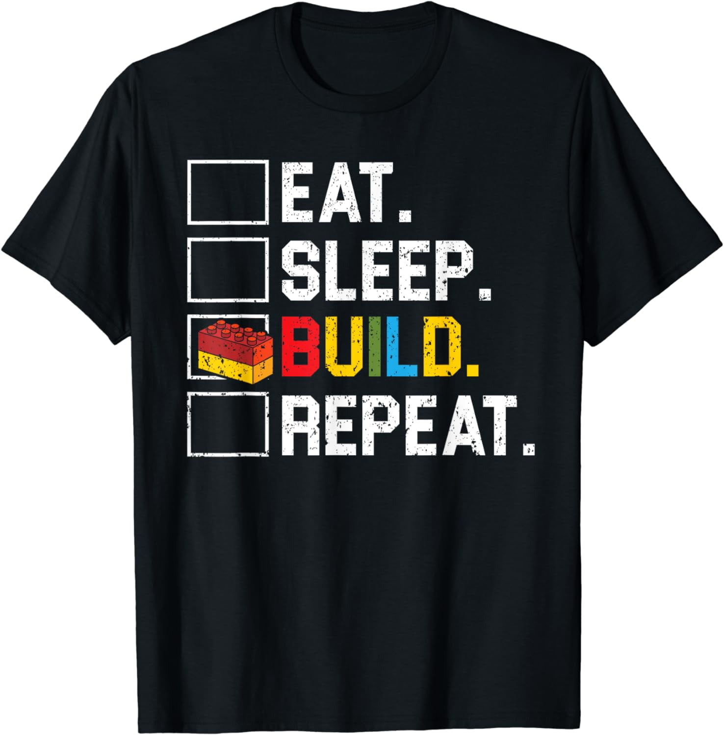 Eat Sleep Build Repeat Master Builder Bricks Blocks T-Shirt - Walmart.com