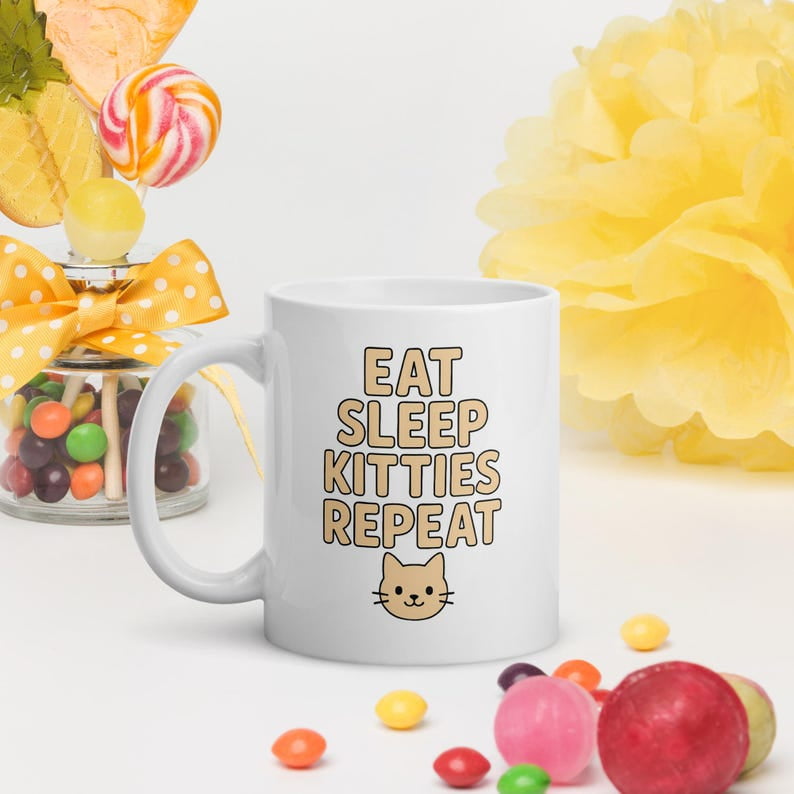Eat Sleep Cats Repeat, funny cat mug, perfect cat pun gift, secret ...