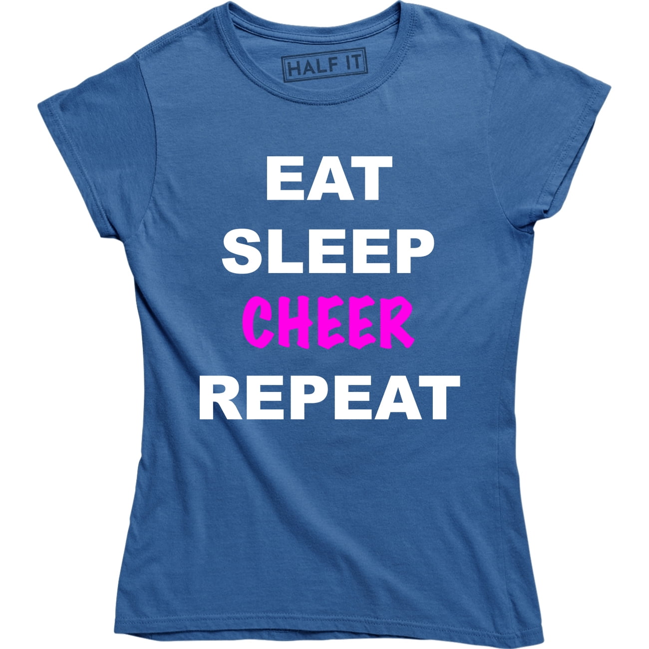 Eat Sleep Cheer Repeat Cheerleader Chant Yell Slogan Girls T-Shirt ...