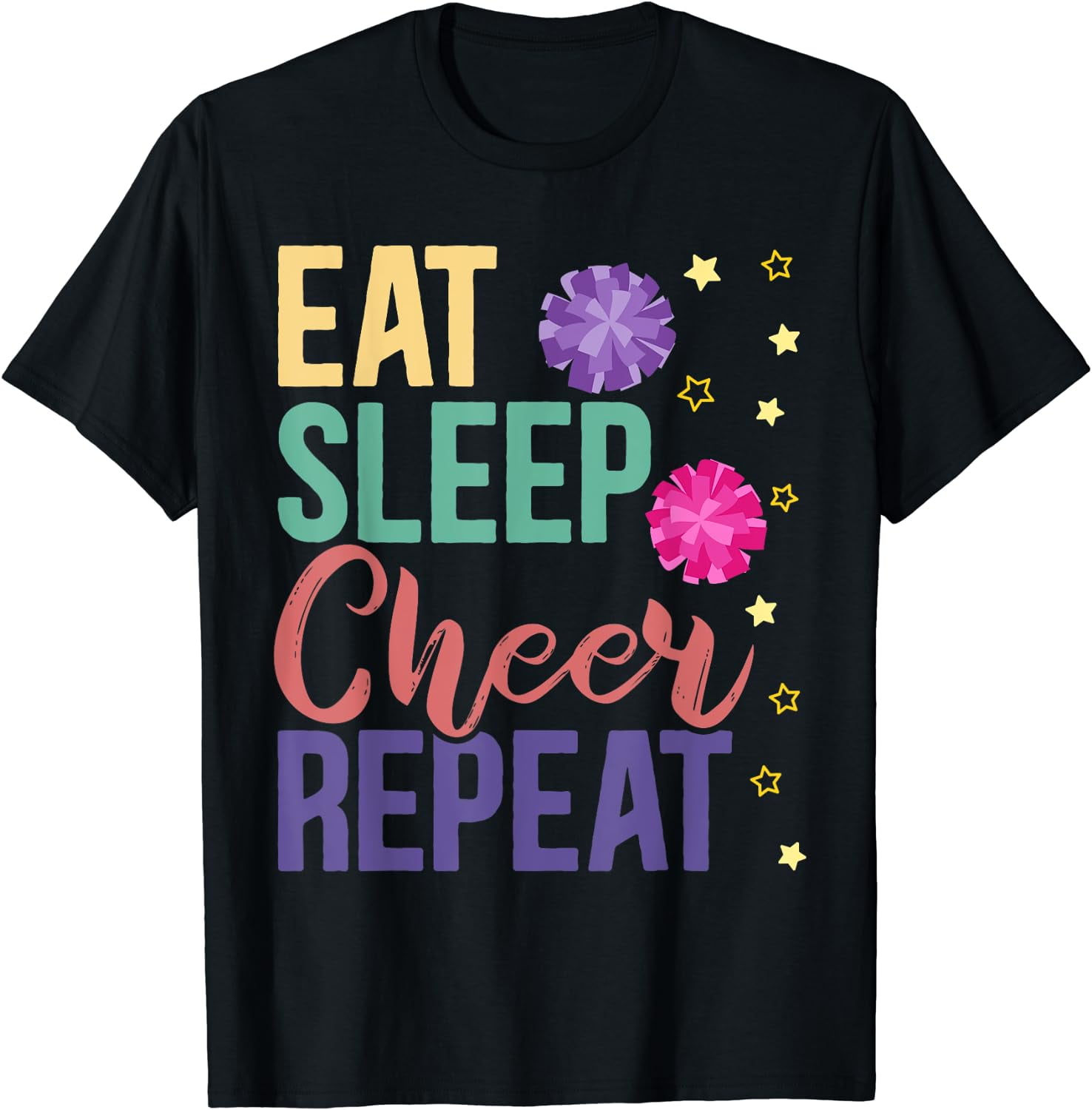Eat Sleep Cheer Repeat Cheerleader Cheering Squad Dancer T-Shirt ...