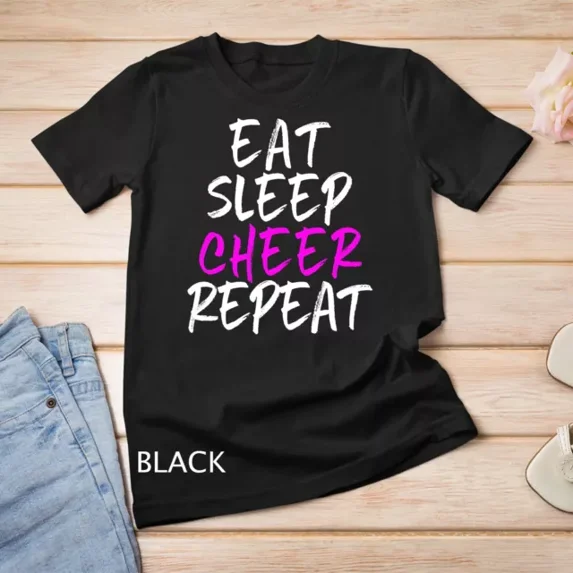 Eat Sleep Cheer Repeat Cheerleading Cheerleader Gift Unisex T-Shirt ...