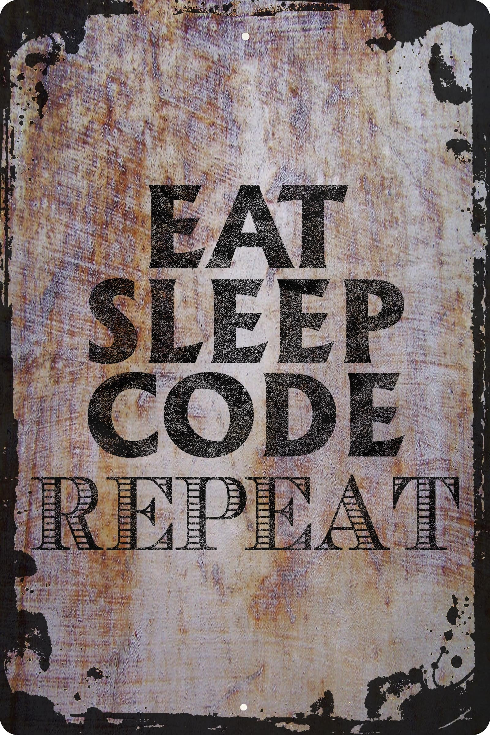 Eat Sleep Code Repeat Computer Nerd Beige Wall Art Decor Funny Gift 12 ...