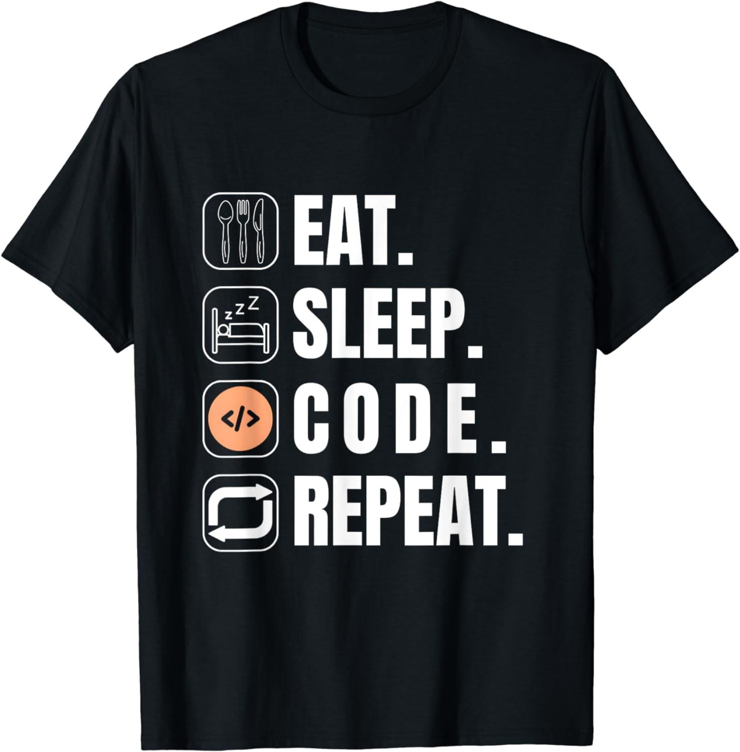 Eat, Sleep, Code, Repeat: Show Your Passion with this T-Shirt - Walmart.com
