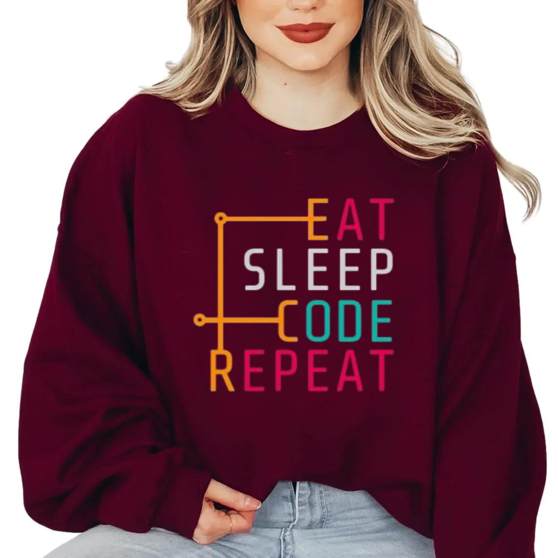 Eat Sleep Code Repeat Three Dev Humor Clean Geek Graphic Programmer ...