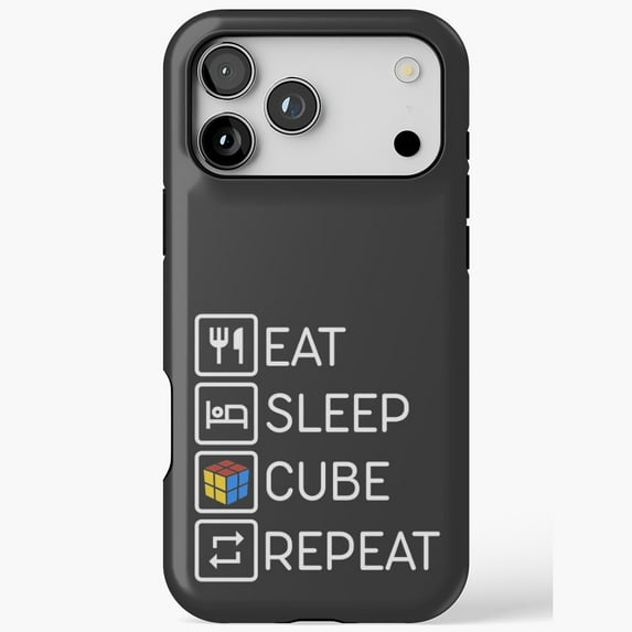 Eat Sleep Cube Repeat Funny Phone Case for iPhone 11 12 13 14 15 16 17 ...