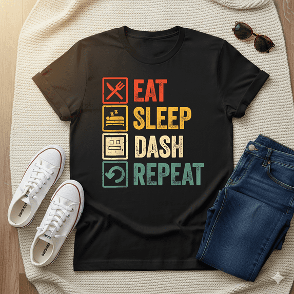 Eat Sleep Dash Repeat Funny Video Game Geometry Gamer Fans Unisex T ...