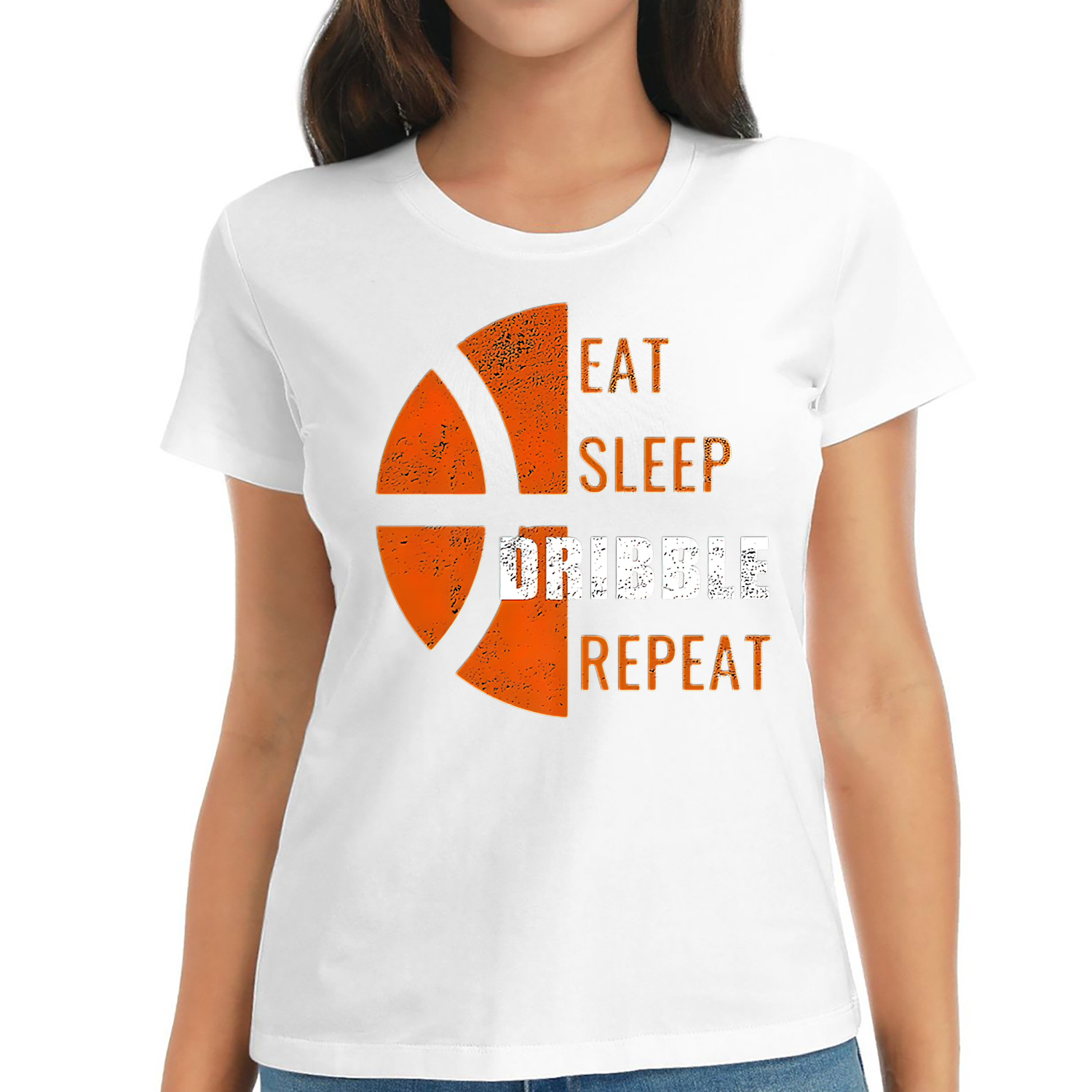 Eat Sleep Dribble Repeat Funny Basketball Women Premium T-Shirt ...