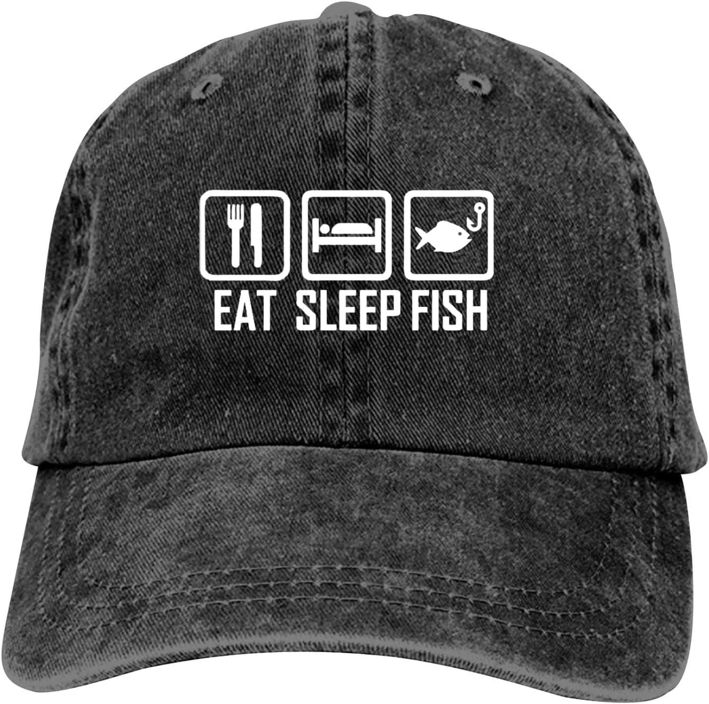 Eat Sleep Fish Baseball Cap Vintage Adjustable Washed Hats Cowboy Hats ...