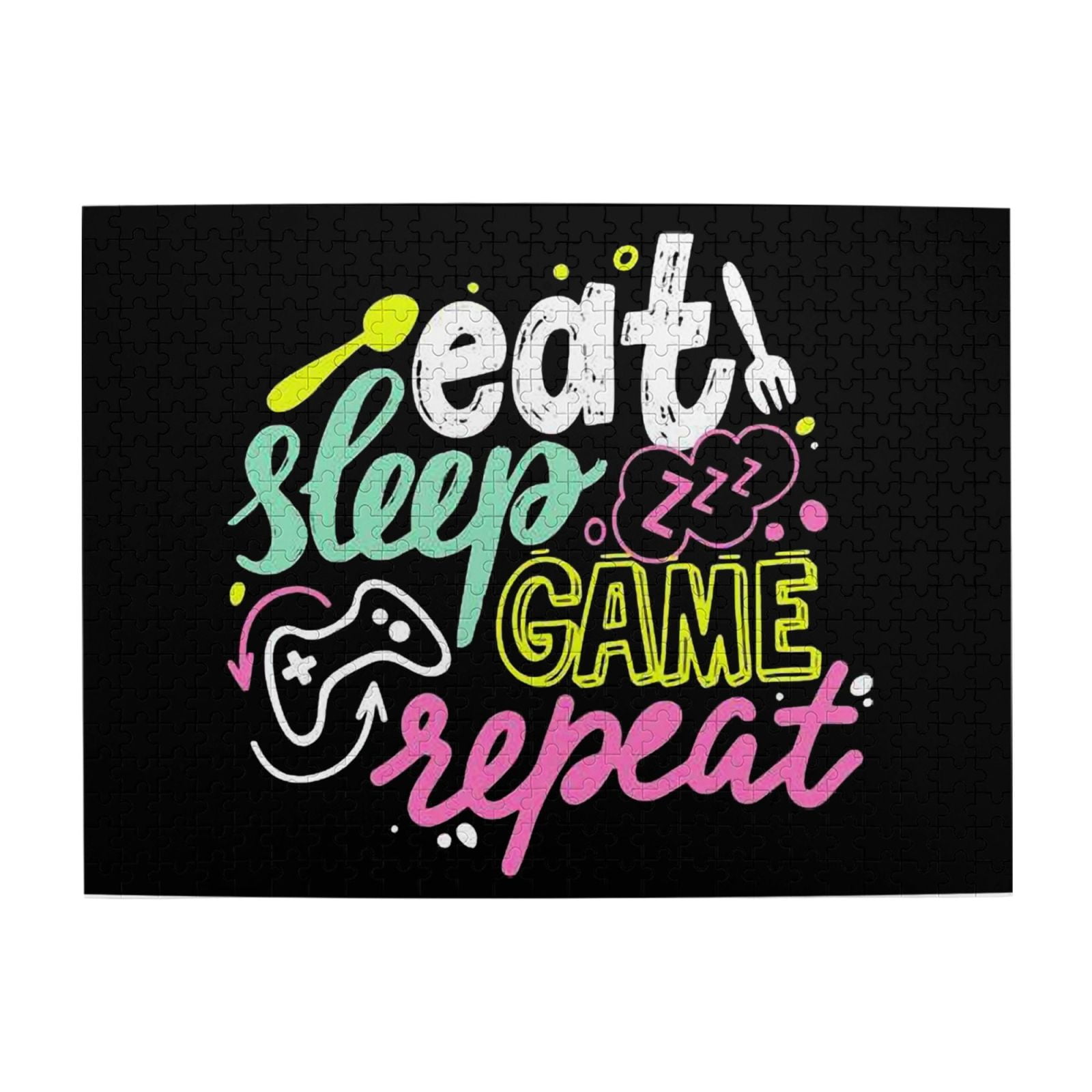 Eat Sleep Game Repeat 500 Wooden Puzzles, Fun Puzzles, Stress-Reducing ...