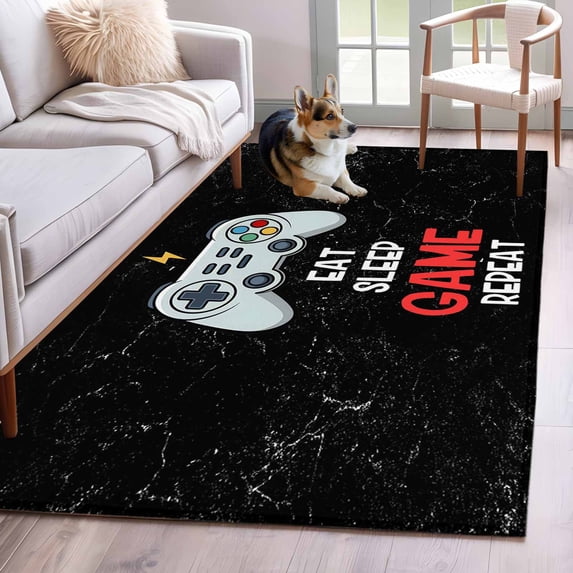 Eat Sleep Game Repeat Area Rugs 3x5 ft Cartoon Game Consoles Retro ...
