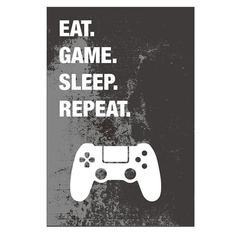 Eat Sleep Game Repeat Gaming Poster Gamer Canvas Painting Poster and ...