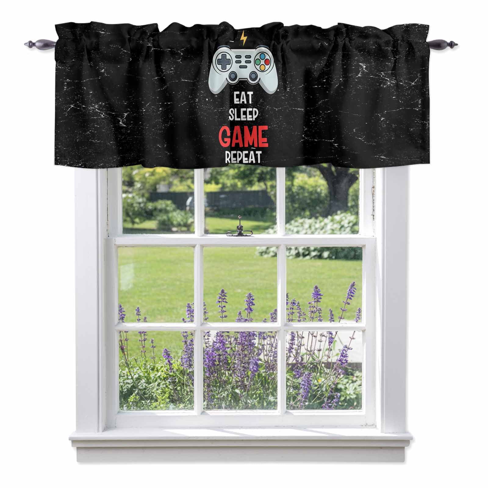 Eat Sleep Game Repeat Valances for Windows, Cartoon Game Consoles Retro ...