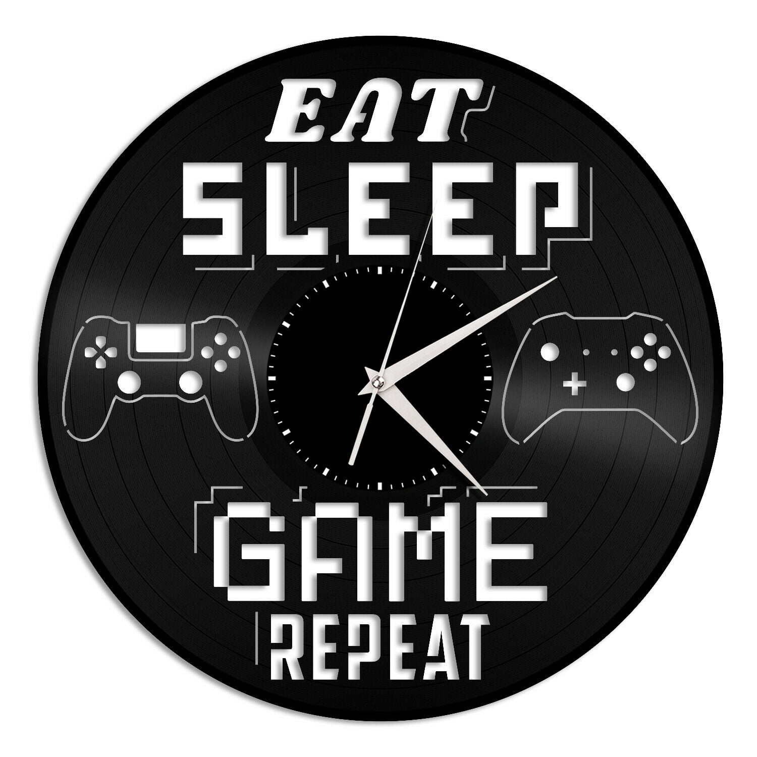 Eat Sleep Game Repeat Vinyl Wall Clock Unique Gift for Friends Home ...